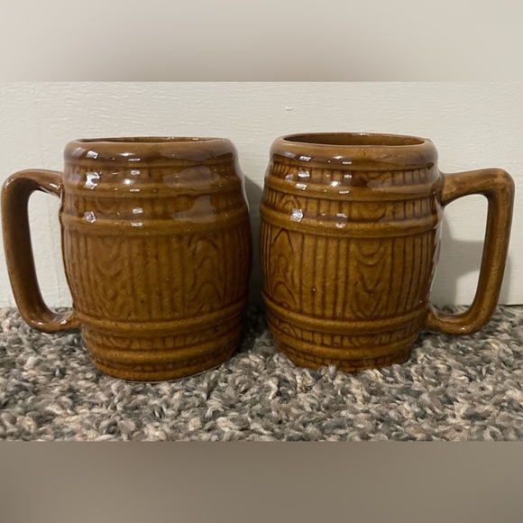 Kitchen | Vintage Set Of 2 Barrel Coffee Mugs | Poshmark
